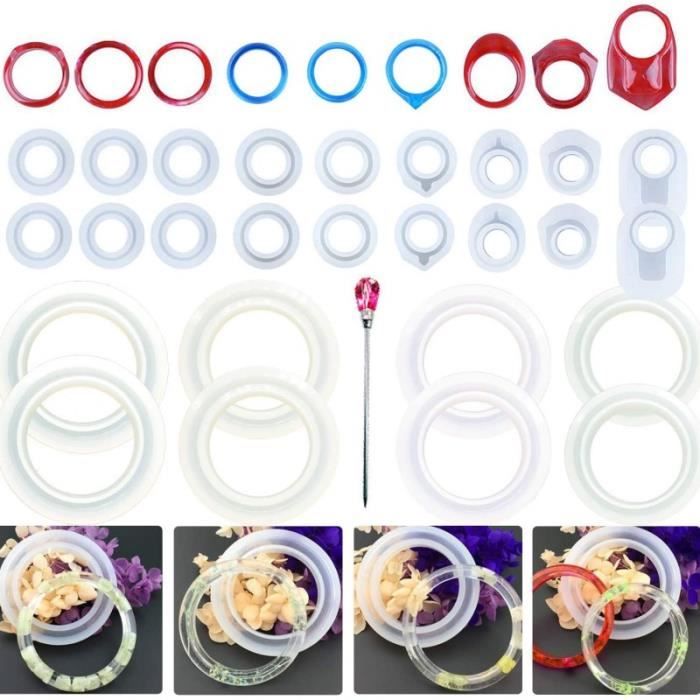 Moules en silicone pour bijoux - HM17028 - 32 PCS - Résine époxy - Bagues et bracelets - Mixte ...