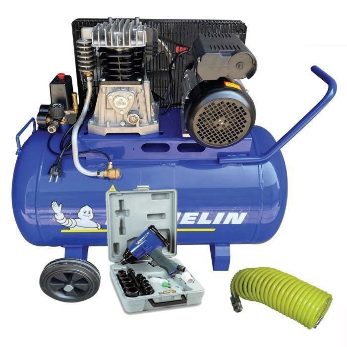 michelin compresseur 100l 3cv bicylindre fonte 350l min mb100 2588809110208