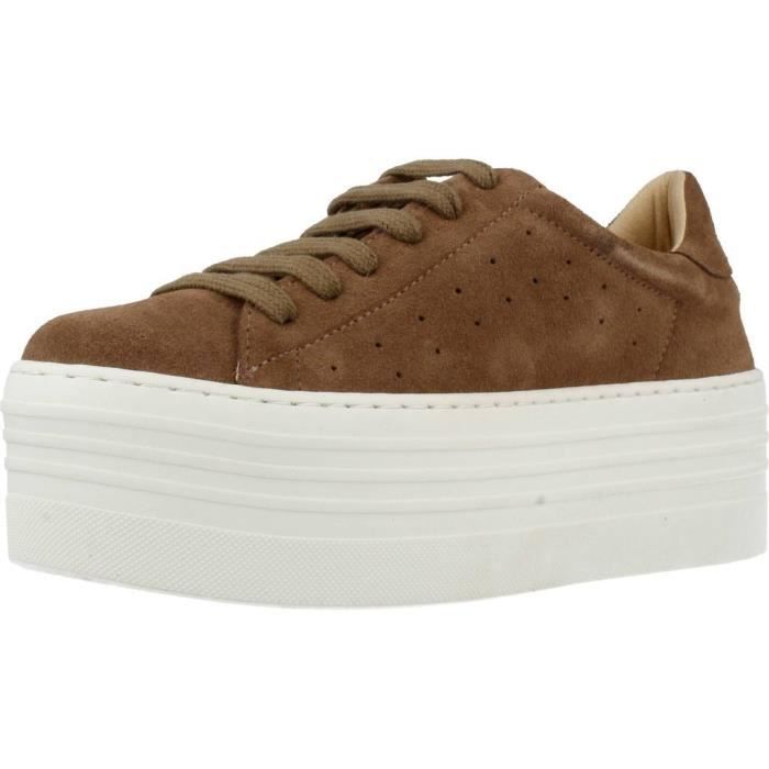 Basket - YELLOW - 72474 - Daim-Nubuck - Lacets - Femme Marron ...