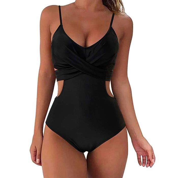 MAILLOT DE BAIN Femmes Monokini Sexy Fermer Fermer Push Up Découpez Halter One Piece Lady Bikini ...