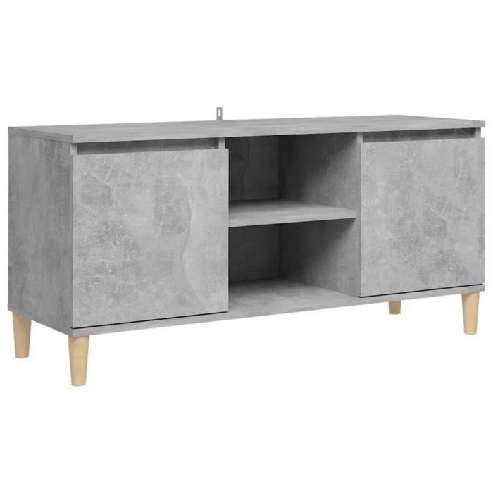 JILL*SALE Meuble TV-Banc TV-Buffet de TV avec pieds en bois massif Gris ...