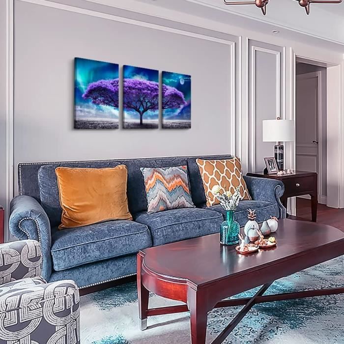 Tableau Decoration Murale Salon Moderne, Tableaux Violet Arbre, Nature ...