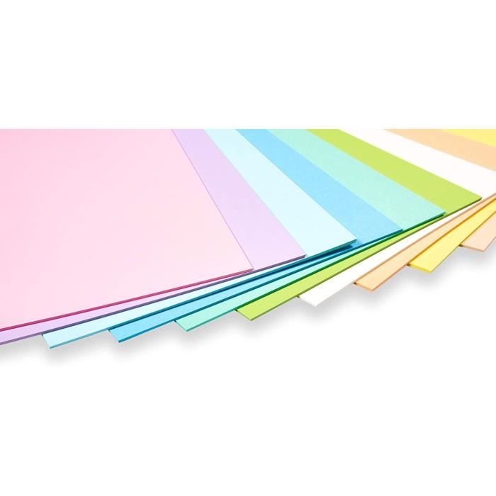 100 feuilles de Cartonette pastel DIN-A4, Papier à dessin, teinté dans ...