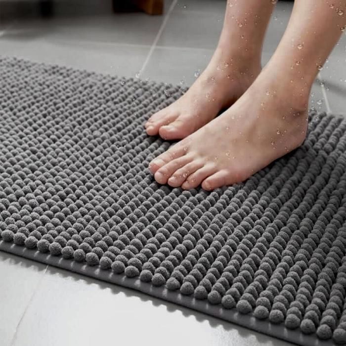 Tapis de Bain, Tapis de Douche Antidérapant en Chenille, Absorbant l ...