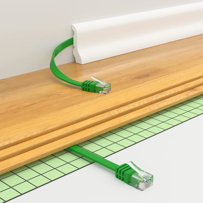 15M Câble Réseau Lan Câble Patch Plat Avec Connecteur Rj45 Cuivre Profi ...