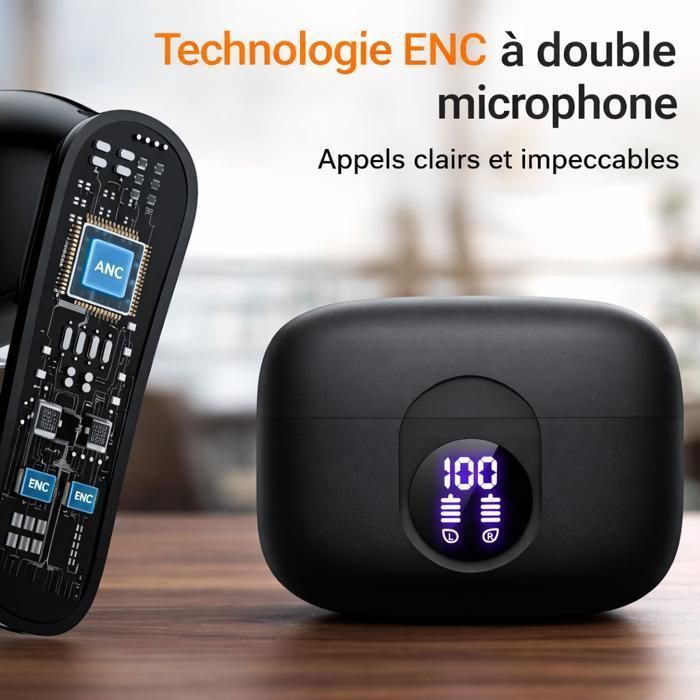 Ecouteur sans Fil Bluetooth 5.3 Réduction du Bruit ANC et ENC VEATOOL ...