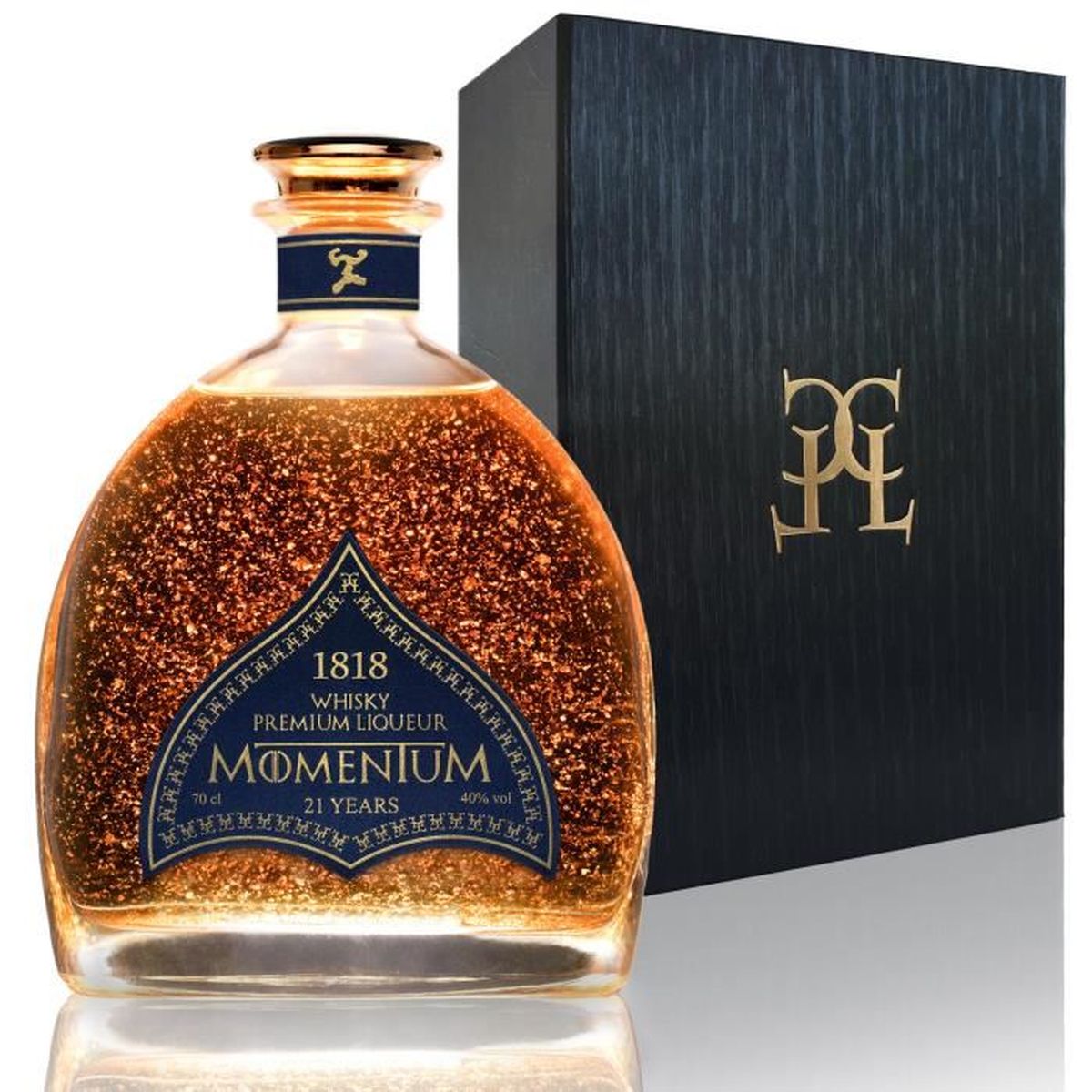 Coffret Whisky 21 Ans Momentum 1818 - Premium Liqueur Feuille d'Or 23K ...