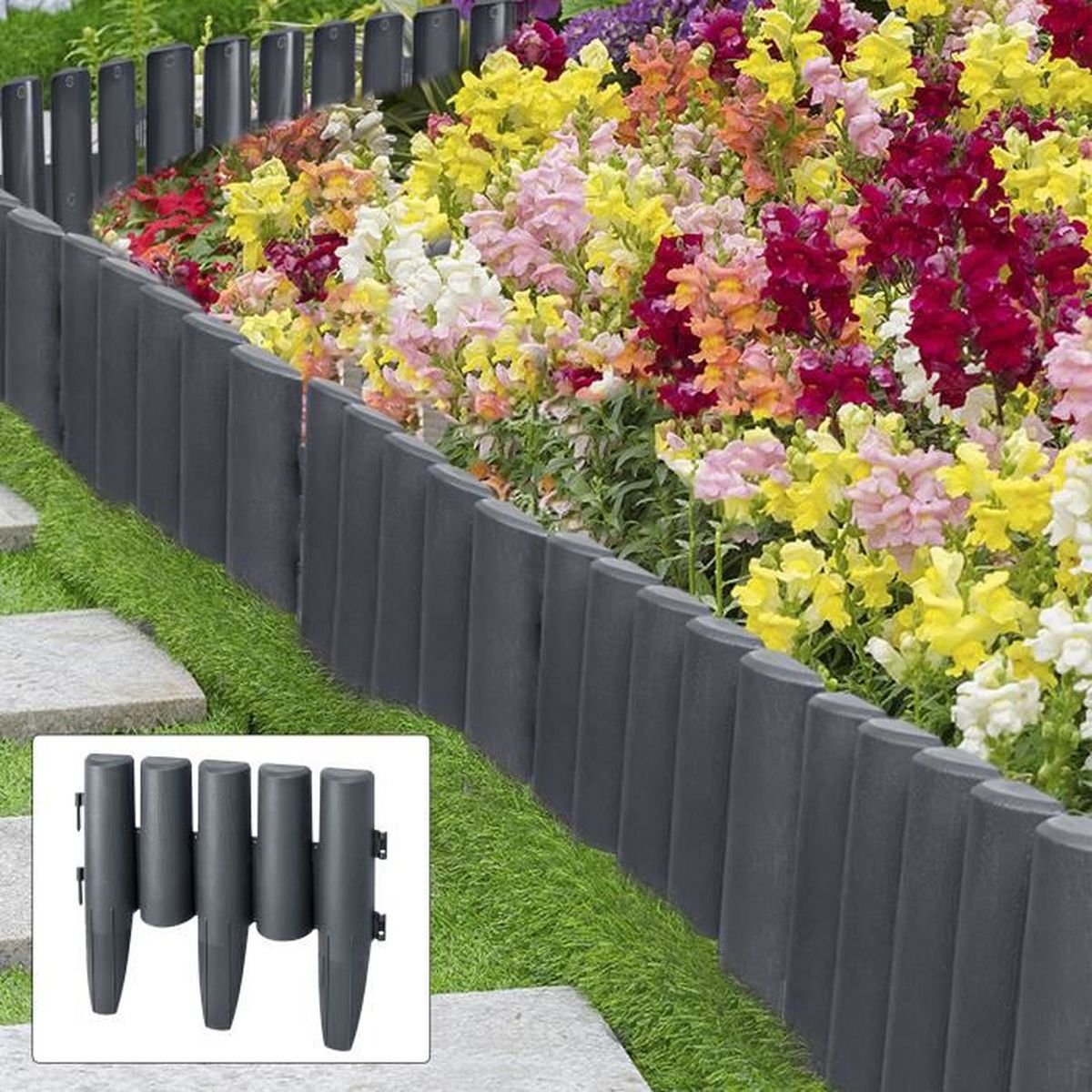 YRHOME 19,6 m Bordure de pelouse jardin parterre de fleurs bordure de ...