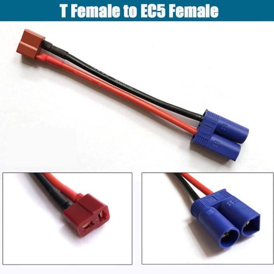 T f à ec5 m - Connecteur Adaptateur Femelle-mâle, Xt60 Ec5 Ec3 T Deans 4.0mm 3.5mm Jst Sm Tamiya ...