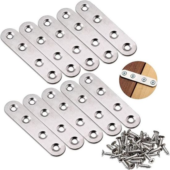 Fixation Droits Plats Plaques, 10 pièces de Acier Inoxydable Plaque ...