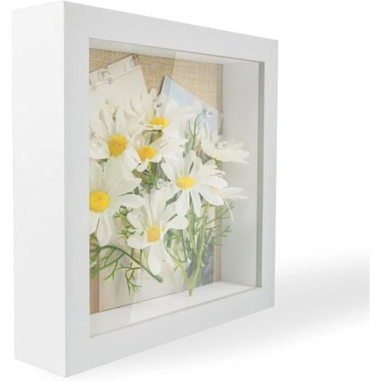 Blanc Cadre 3D Profond Avec Vitre 20X20Cm Cadre De Boîte D'Ombre Avec ...