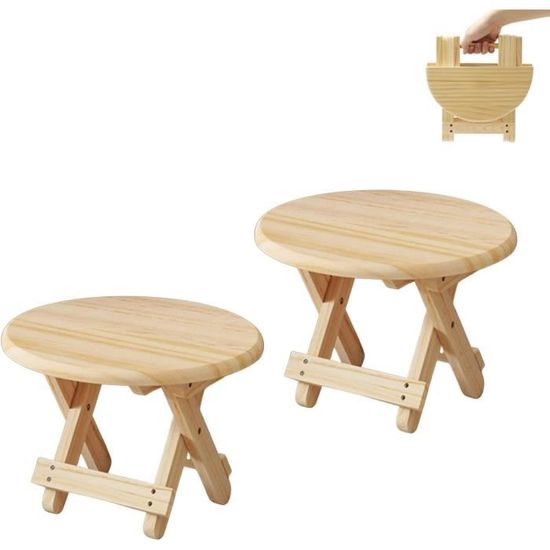 Tabouret Pliant En Bois Rond - TRAHOO - Mini Banc De Voyage ...