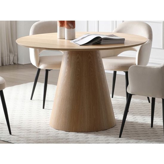 Table à manger ronde 4 personnes placage frêne - Naturel clair ...