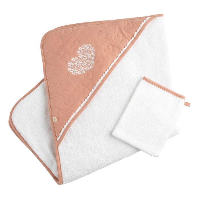 Cape de bain et gant en coton matelassé et éponge - PETIT COEUR ...