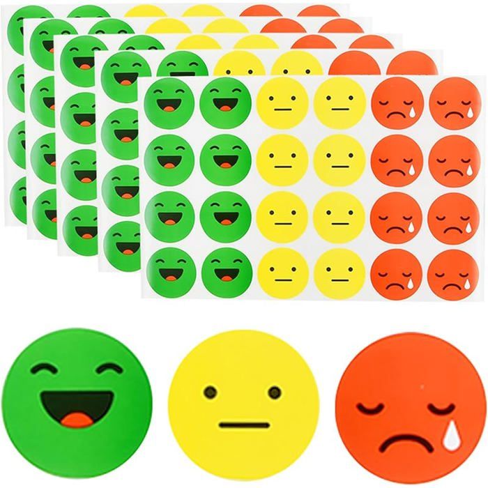 1200 Pièces Gommette Smiley Autocollant Sticker, 2,5 cm Ronds Visage ...