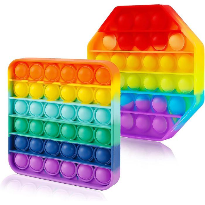 Lot de 2 Jouets Sensoriels Pop It, Forme Carré et Octogone, Arc-en-Ciel ...