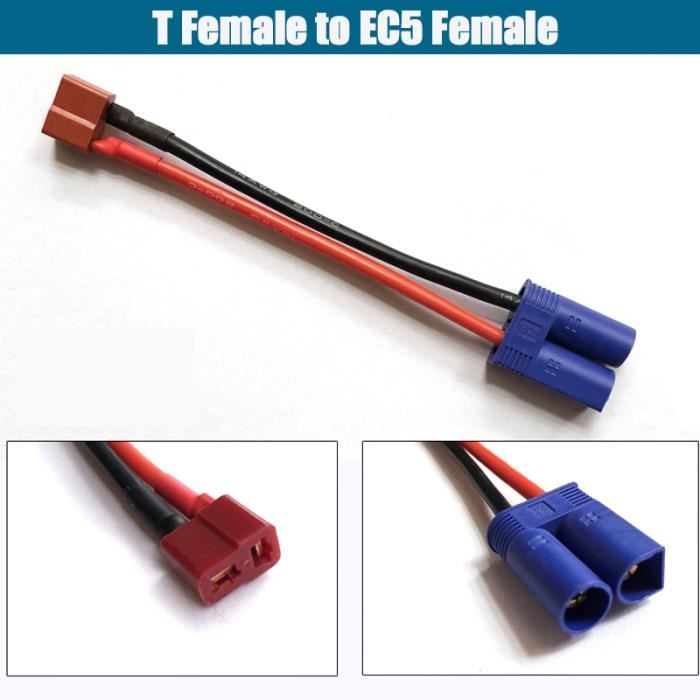 T f à ec5 m - Connecteur Adaptateur Femelle-mâle, Xt60 Ec5 Ec3 T Deans 4.0mm 3.5mm Jst Sm Tamiya ...