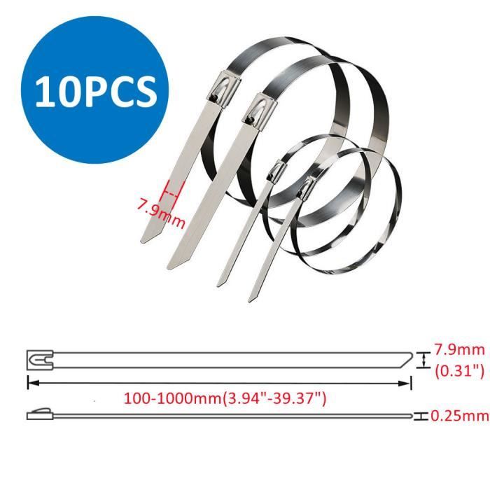 Câble-fil-gaine,Serre-Câbles Autobloquants en Acier Inoxydable 100,10 ...