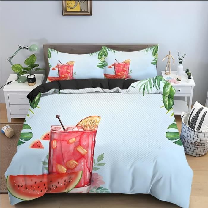 Housse De Couette 200X200 Fille Aux Fruits Roses Parure De Lit 2 ...