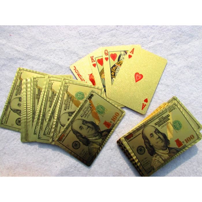 Jeu de cartes 54 pièces clinquant d'or plaqué plastique Poker jeu ...