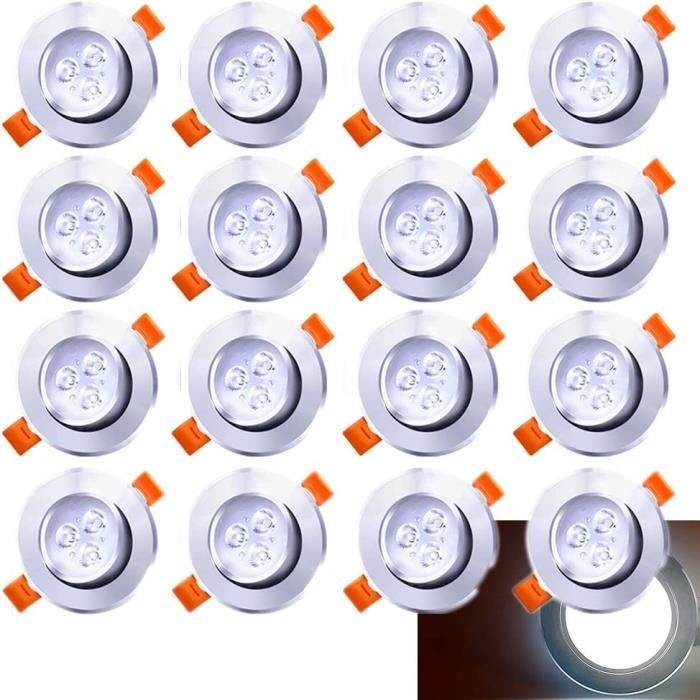 20 Pack LED Spots LED Encastrables, 3W Lampe Plafond, Orientable 30 ...