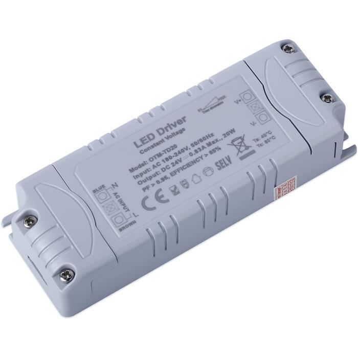 Alimentation LED 24V 20W, Transformateur 220V 24V Dimmable 0.83A, AC à ...