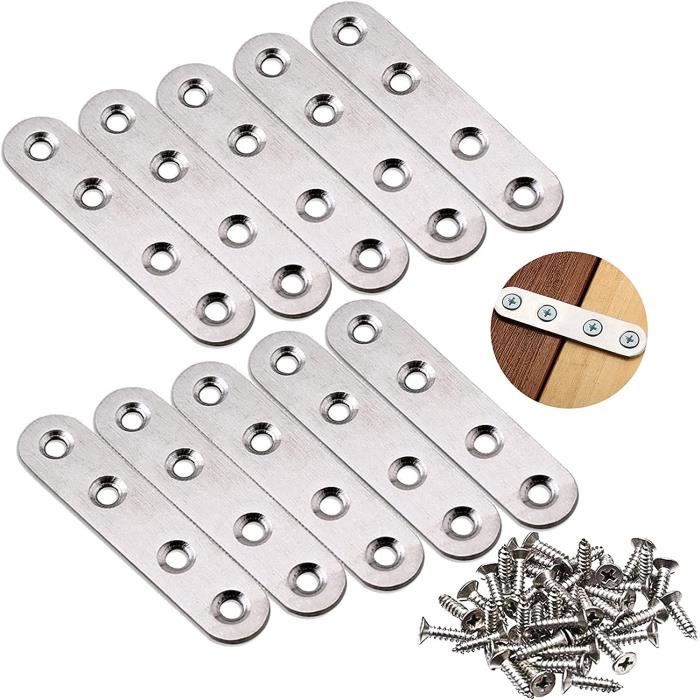 Fixation Droits Plats Plaques, 10 pièces de Acier Inoxydable Plaque ...