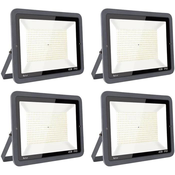 4 pièces 400W Projecteur LED, 40000LM Spot LED Extérieur, IP65 ...