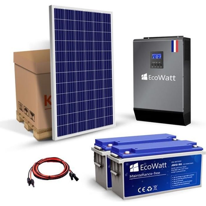 Kit solaire 1680w autonome hybride 24v-230v 3KVA stockage 4800wh - Cdiscount Bricolage