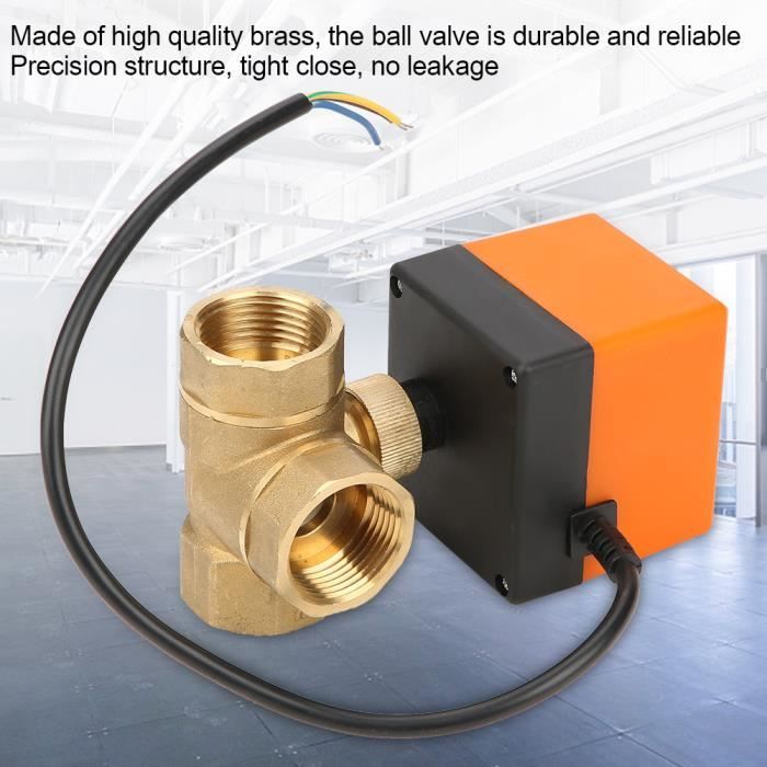 Cikonielf Vanne à bille motorisée à 3 voies Cikonielf Vanne à bille motorisée en laiton Vanne à ...