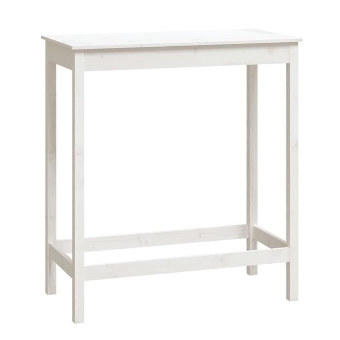 JNG Table de bar Blanc 100x50x110 cm Bois massif de pin 111640 ...