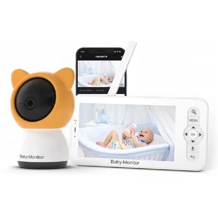 Babyphone Caméra, Baby Monitor,5" Caméra bébé Surveillance 355° PTZ ...