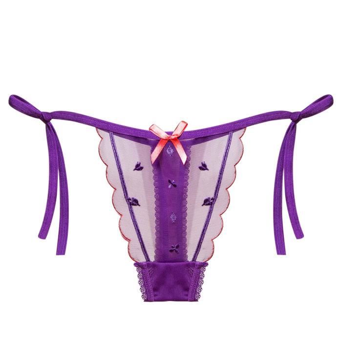 String Tanga Pyjama en dentelle Satin Lingerie Femme Sous-vêtements ...