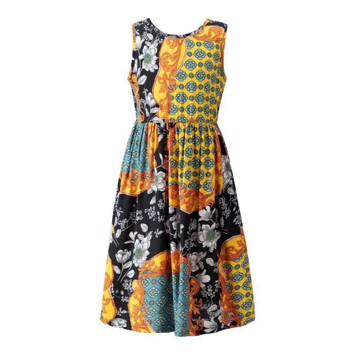 Iiniim Robe Fille Été Fleurie Robe de Plage Enfant Fille Bohême Robe ...