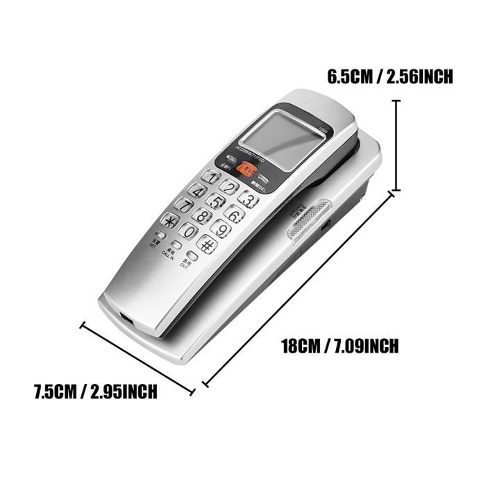 Téléphone filaire de bureau QIILU - FSK/DTMF ID de l'appelant - Mode extension - Argent ...