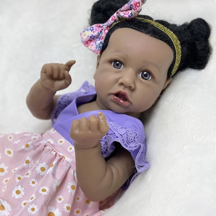 Poupées de renaissance africaines pour filles, 55CM, corps complet en ...