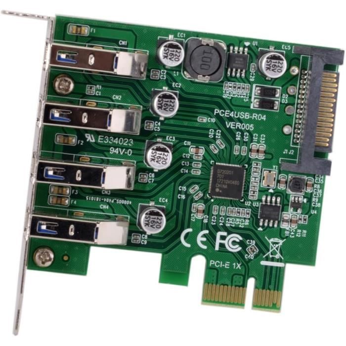 Carte À Profil Bas 4 Ports Pci-E Vers Usb 3.0 Hub 5 Gbps Pci Express ...