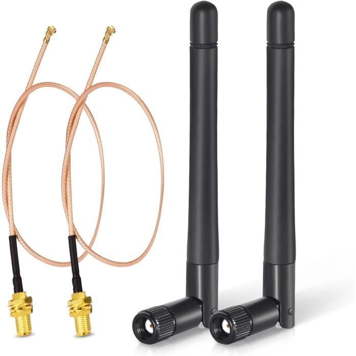 Antenne Wifi Bi-Bande 2.4Ghz 5Ghz 5.8Ghz 3Dbi Rp-Sma Mâle, Câble De U.Fl Ipex Vers Femelle Rp ...