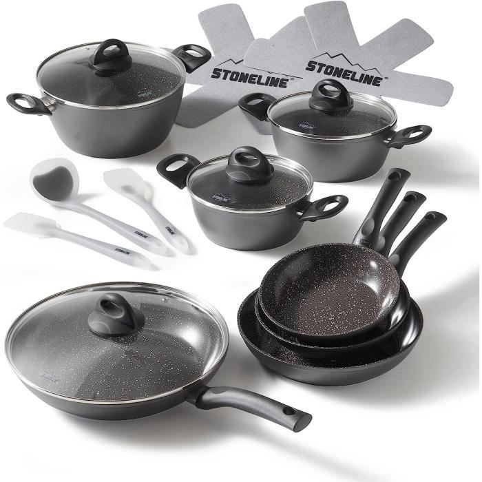 STONELINE CERAMIC batterie de cuisine, 16 pièces, avec couvercles en ...