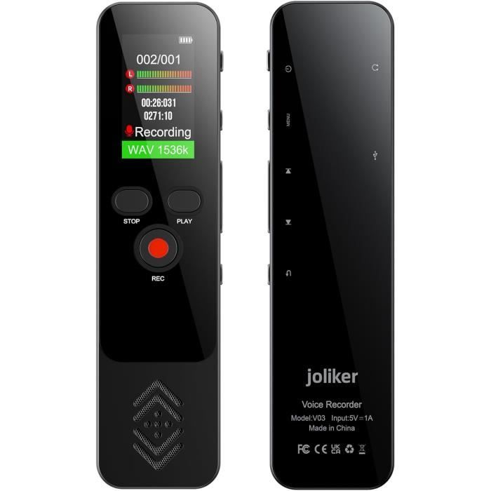 64Go Enregistreur Vocal Numérique, Dictaphone de Lecture MP3, USB C Rechargeable Enregistreur ...