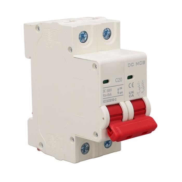 Tbest Petit disjoncteur 2P 2P petit disjoncteur 6000A capacité de rupture Construction modulaire ...