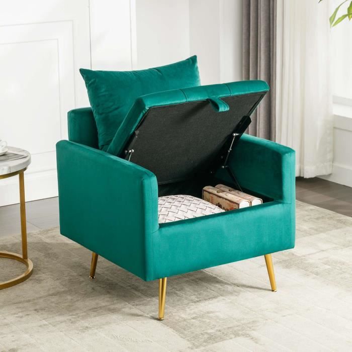 Verslife Fauteuil avec Rangement, Chaise à Loisirs avec Coussins et ...