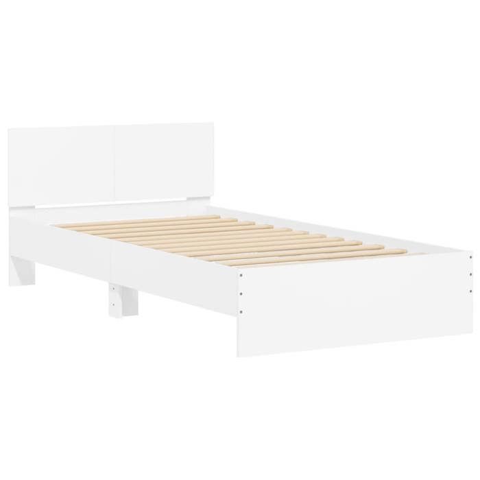 CHIC Lit Single 1 Place Cadre de lit et tête de lit blanc 100x200 cm ...