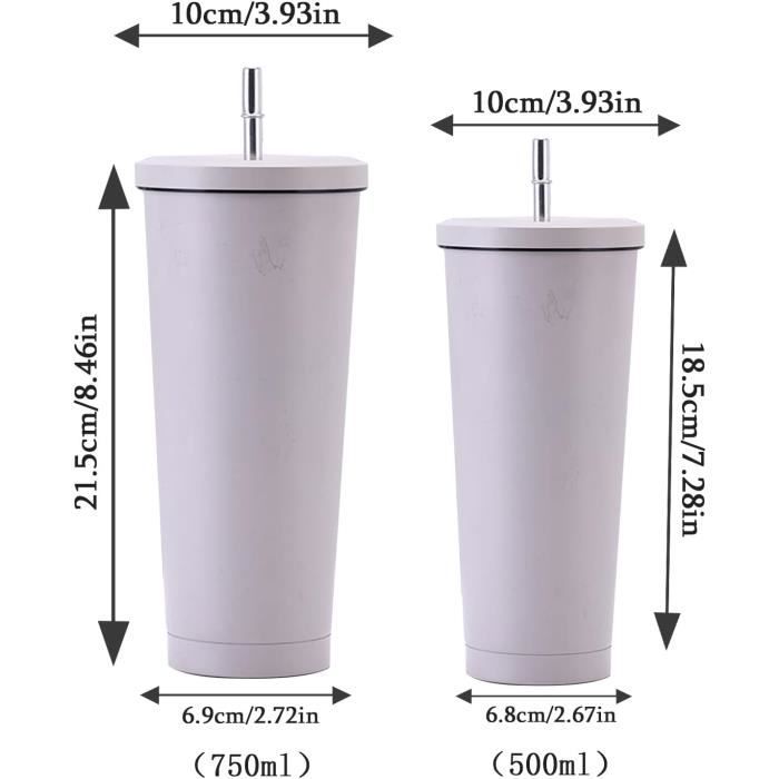 Gobelet En Acier Inoxydable Avec Paille, 500 Ml-750 Ml, Verres À Boire Avec Couvercle Et Paille ...