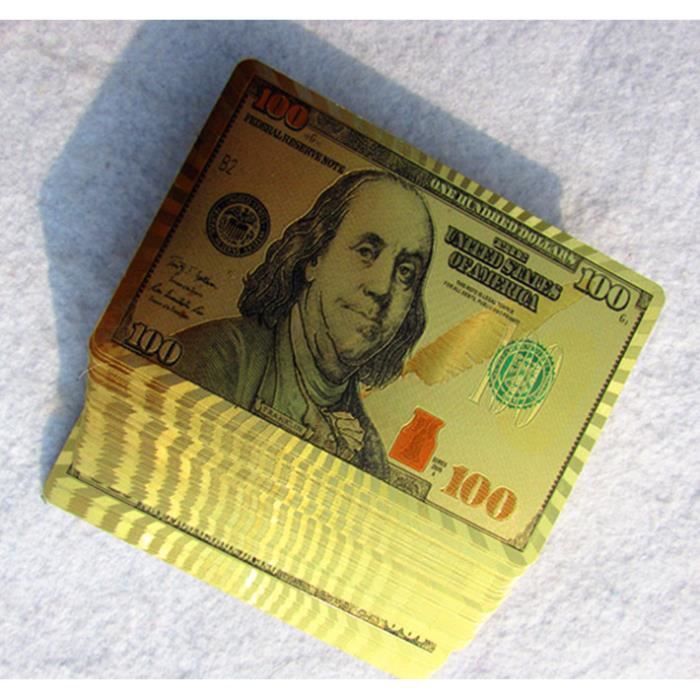 Jeu de cartes 54 pièces clinquant d'or plaqué plastique Poker jeu ...