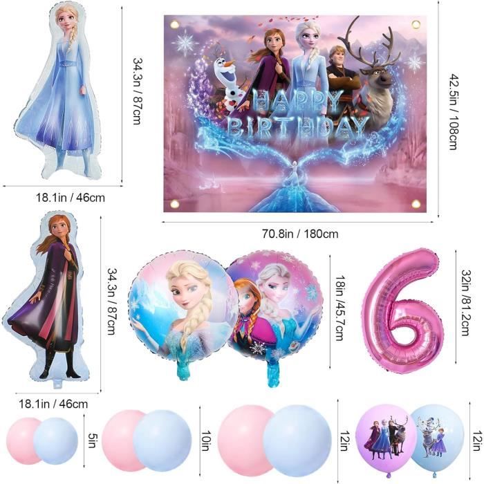 71 Pièces Kit Anniversaire 6 Ans La Reine Des Neiges, Ballon Reine Des ...