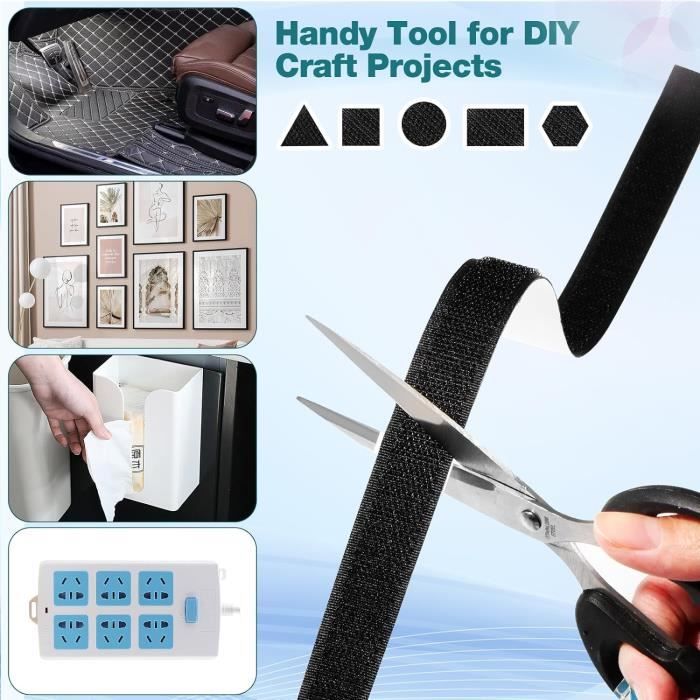 Autocollant Double Face Scratch - Noir - 5M x 20mm - Multi-usages ...