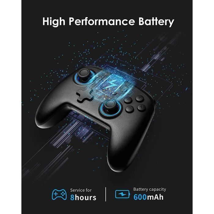 Manette Switch/OLED/LITE LED RGB Noir, Sans Fil Bluetooth Contrôleur ...