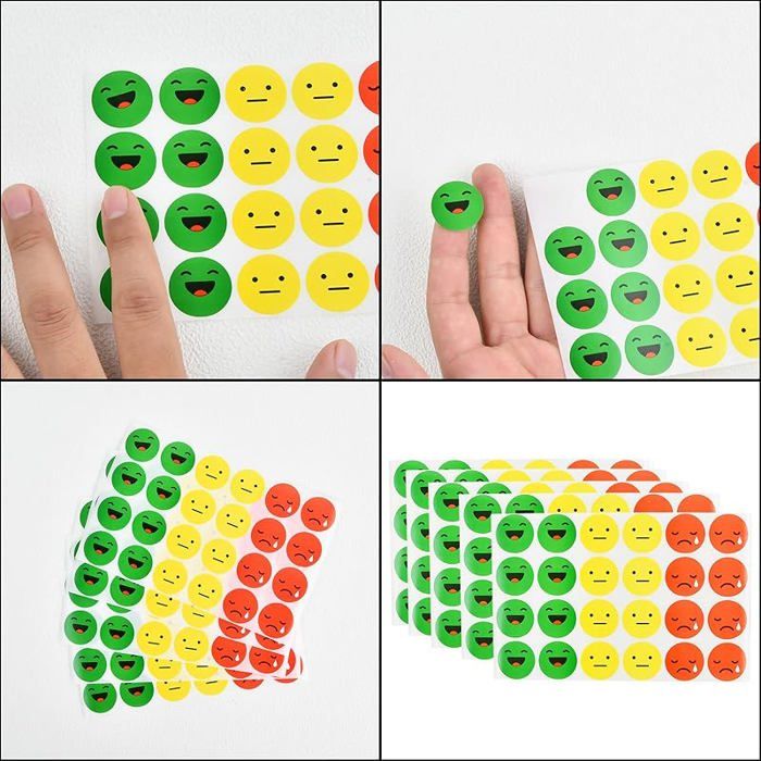 1200 Pièces Gommette Smiley Autocollant Sticker, 2,5 cm Ronds Visage ...