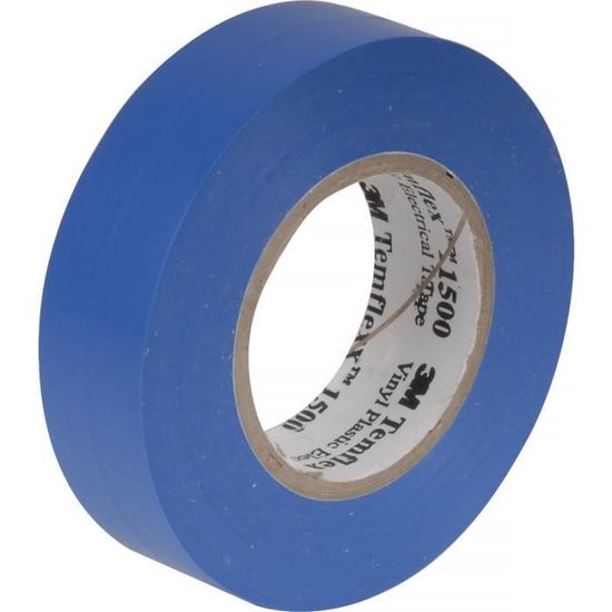RUBAN D'ISOLATION ÉLECTRIQUE 3M TEMFLEX 1500 19MM X 20M BLEU T1920BLA ...